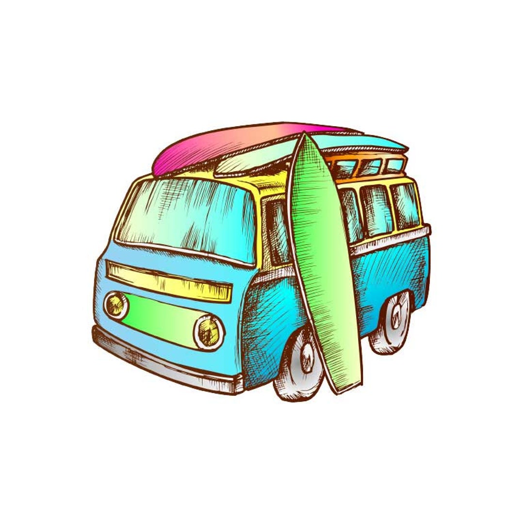 Volkswagen Surfing Van Vinyl Sticker: Hippie Car Window Decal - Etsy