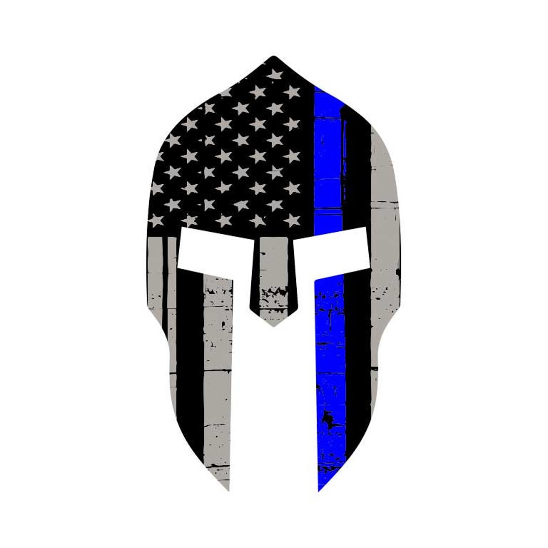 Thin Blue Line Spartan Warrior Decal: Police Support Sticker - Etsy