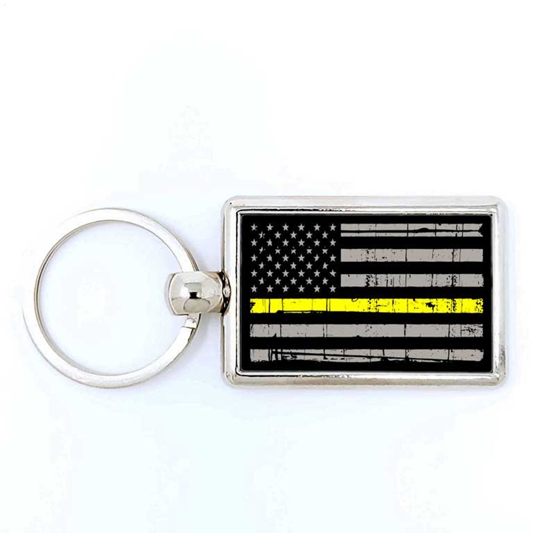 Thin Yellow Line Metal Key Chains/personalized/police/law Enforcement ...