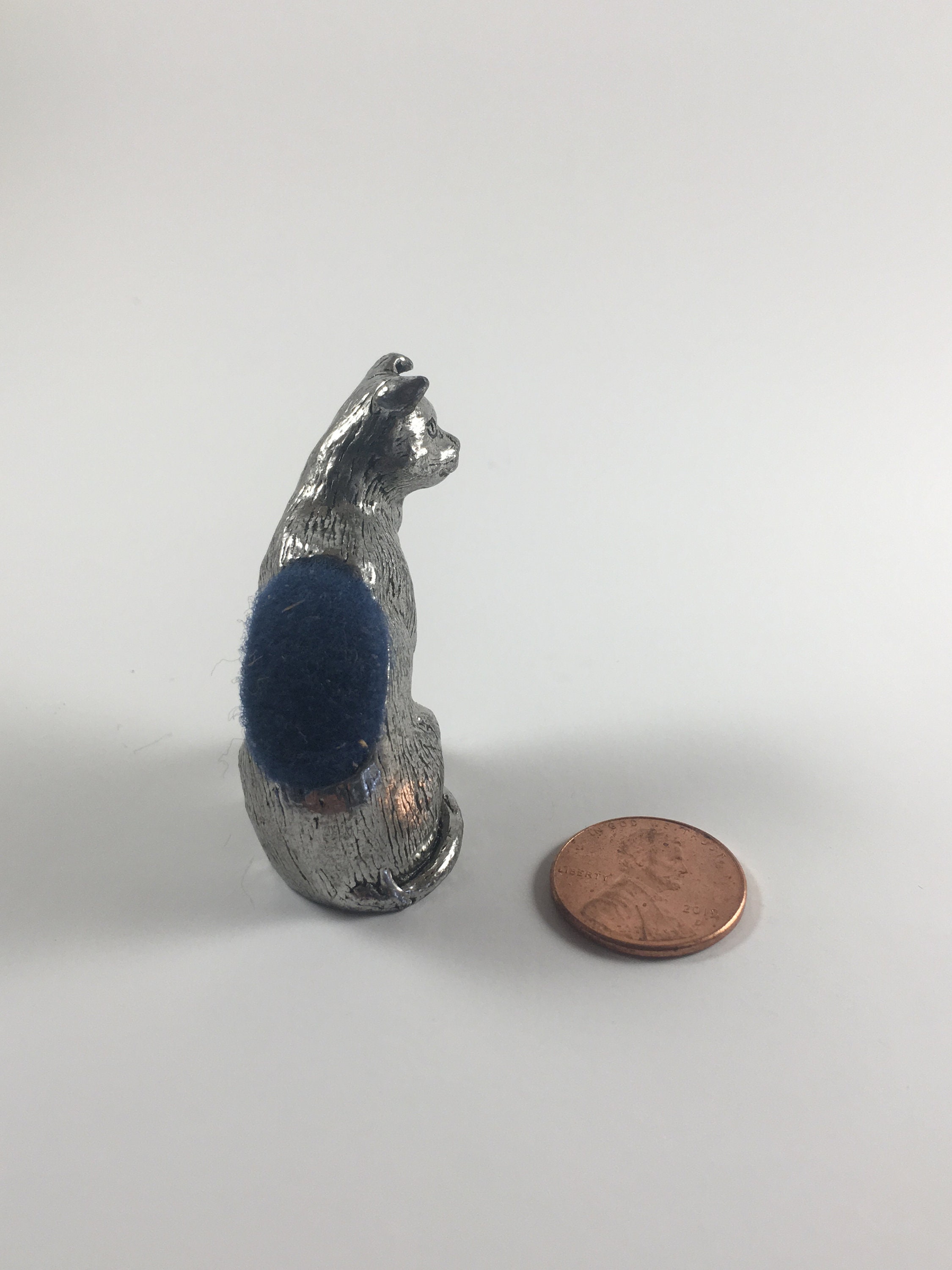 Vintage Pewter Cat Pin Cushion, Made in England 1994, Pincushion for ...
