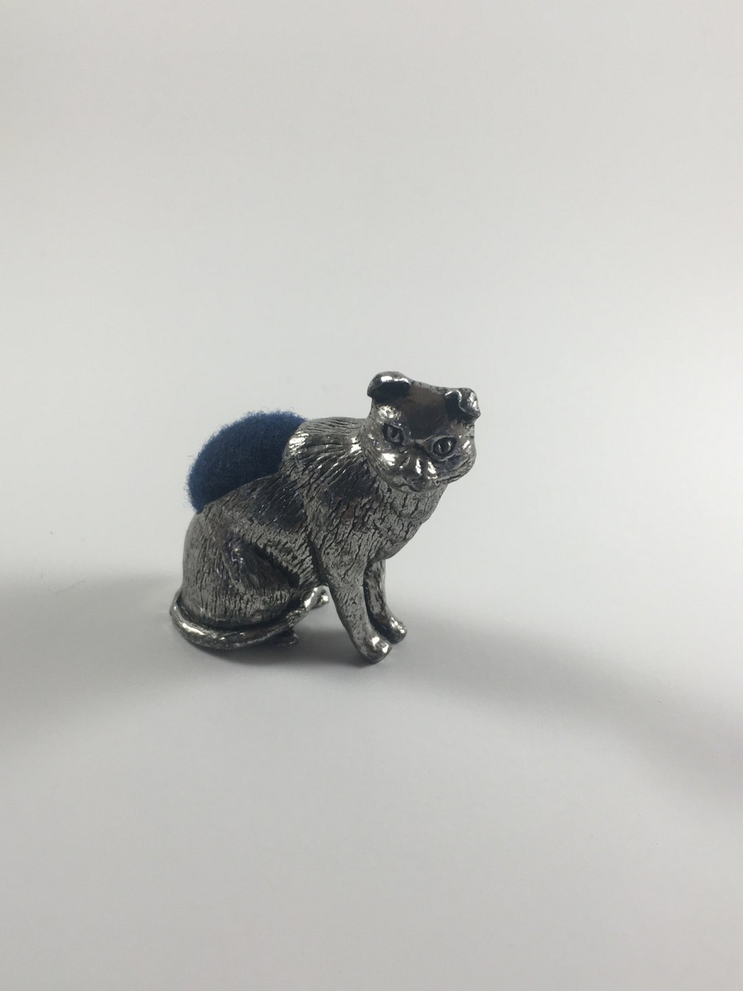 Vintage Pewter Cat Pin Cushion, Made in England 1994, Pincushion for ...