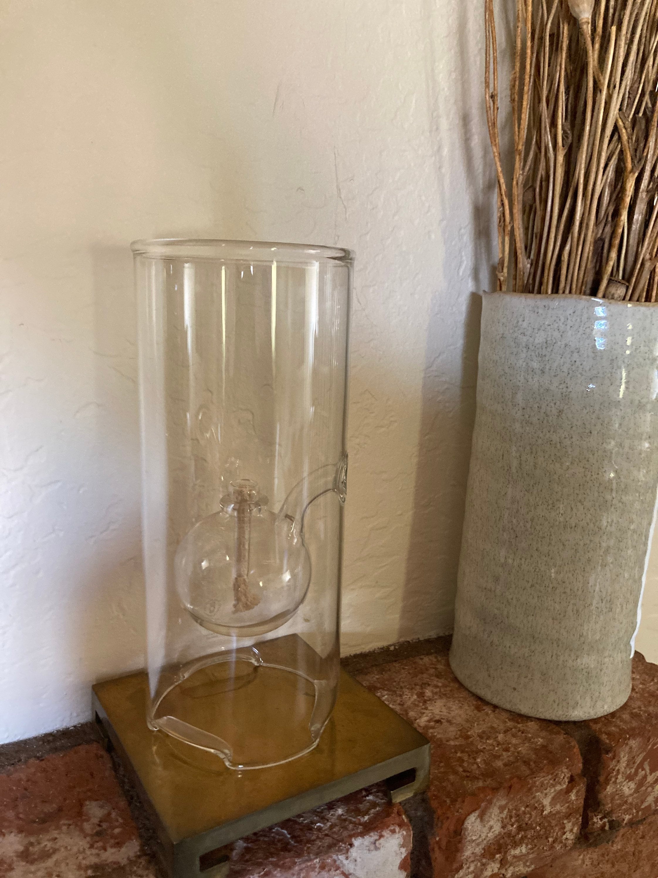 Vintage Wolfard Hand Blown Clear Art Glass Oil Lamps 12 - munimoro.gob.pe