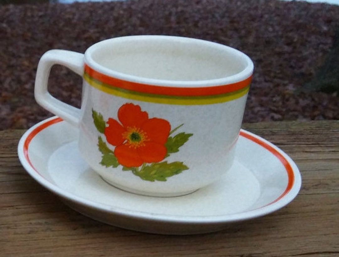 Fire Flower Temper-ware by Lenox Cup and Saucer Set/microwave Oven Safe ...