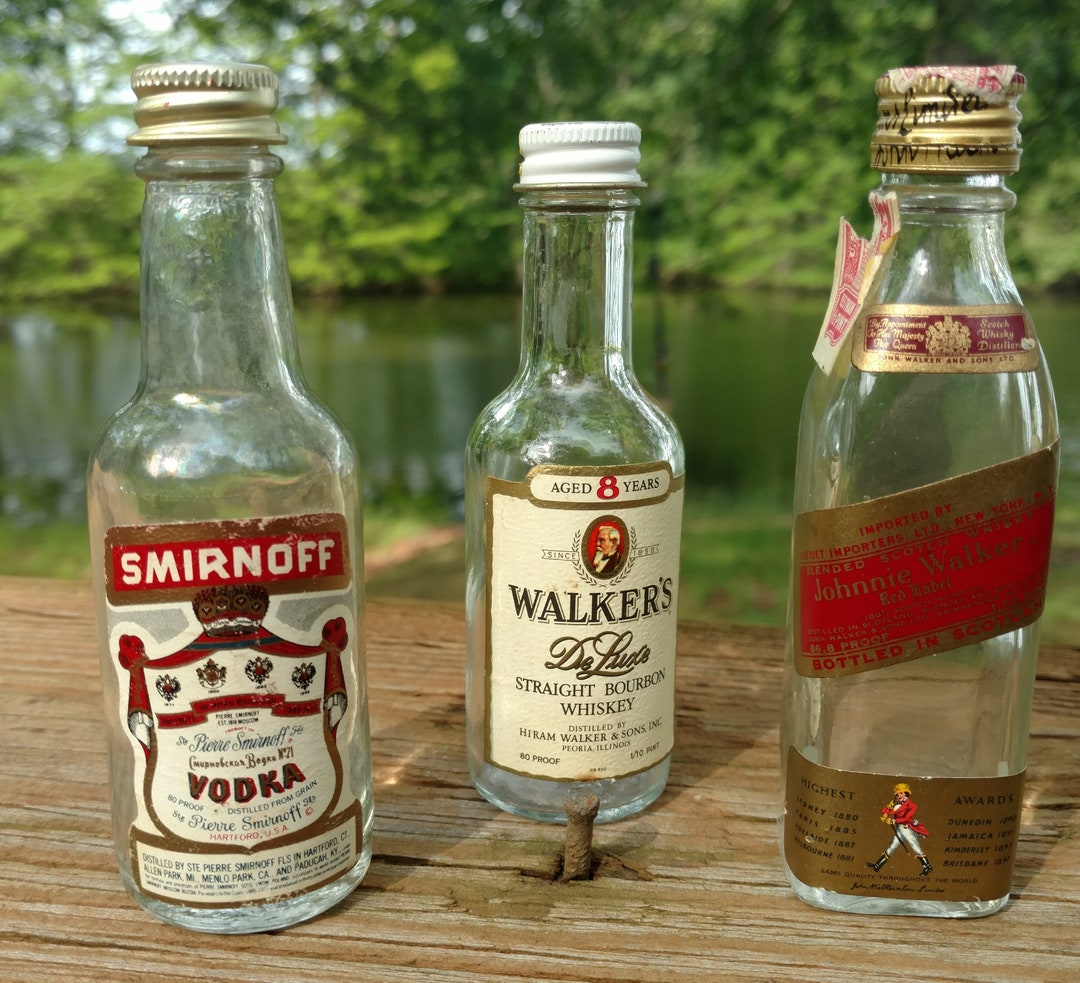 Three Empty Mini Alcohol Bottles Walkers Deluxe Straight Bourbon ...