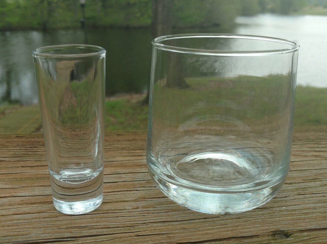Vintage Pair of Crisa Alcohol Glasses Rounded 3 3/4 Glass and 3 1/2 ...