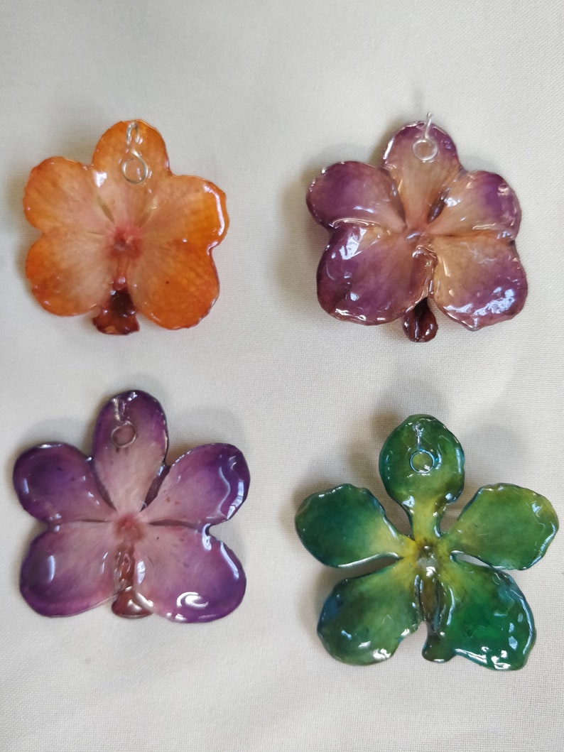 Resin Preserved Orchid Necklaces With Sterling Silver Chain or - Etsy