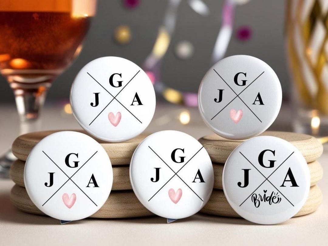 Stag Party Buttons, Set of 5 | Bachelor Party Badges With Hearts ...