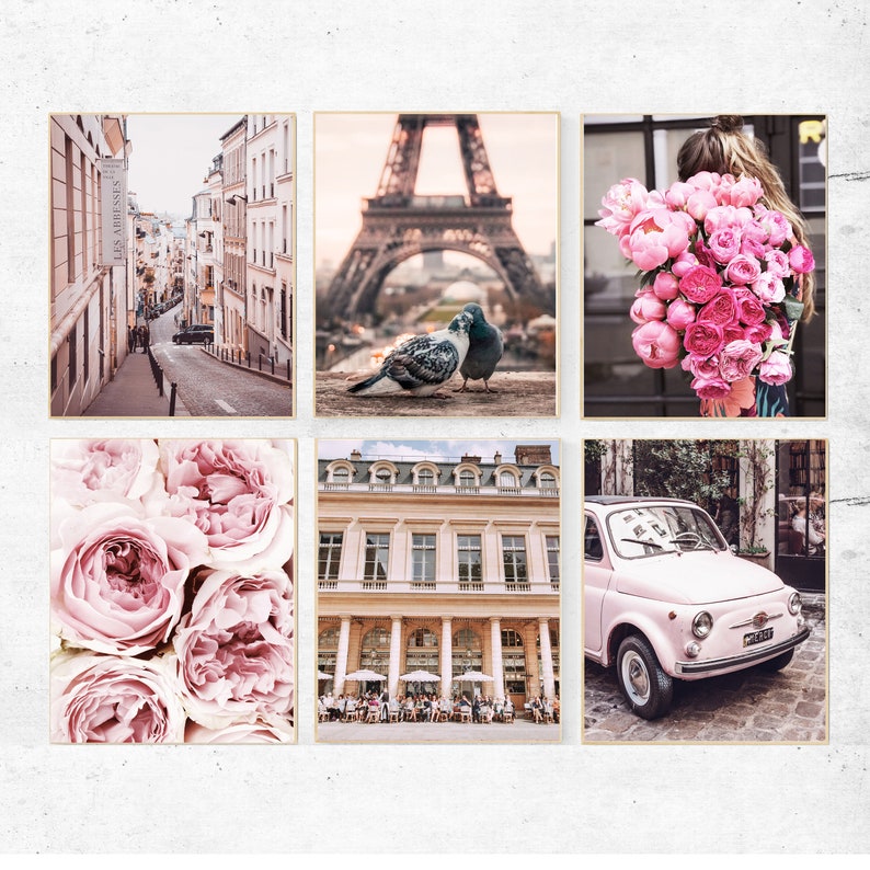 Paris Prints, Blush Pink Paris Set 6, Printable Paris Photography ...