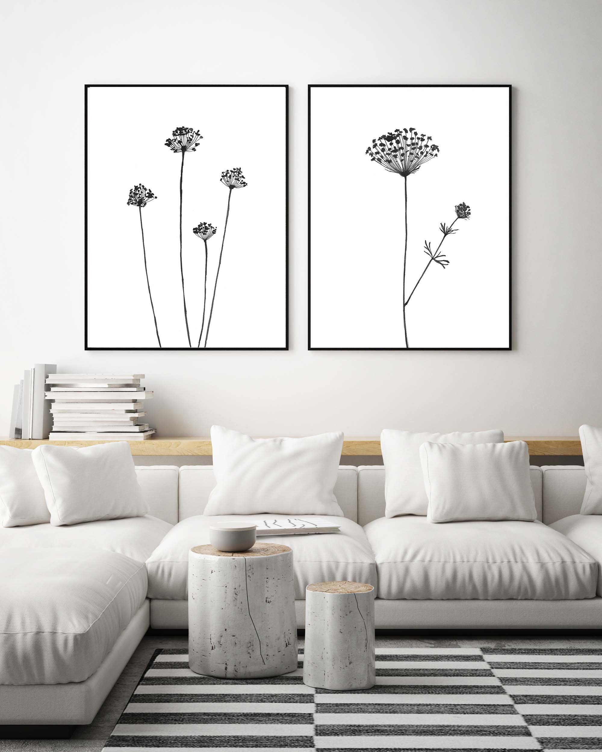 Minimalist Black and White Prints, Set of 2 Black and White Prints ...