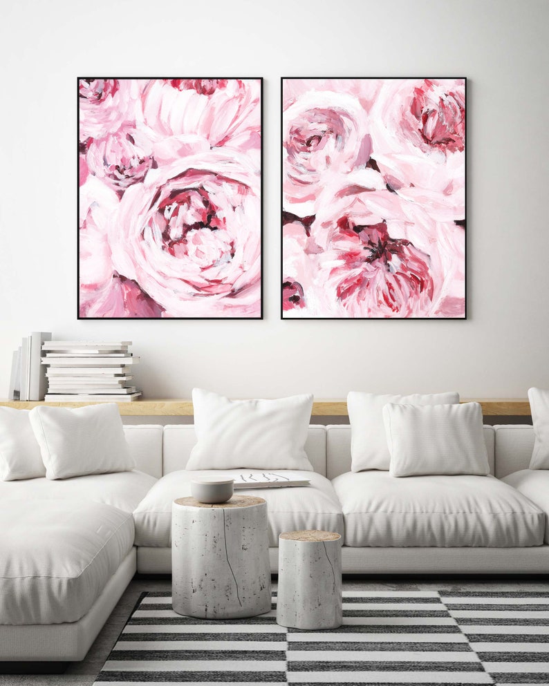 Peony Wall Art Set 2 Printable Abstract Peonies Set Flowers - Etsy