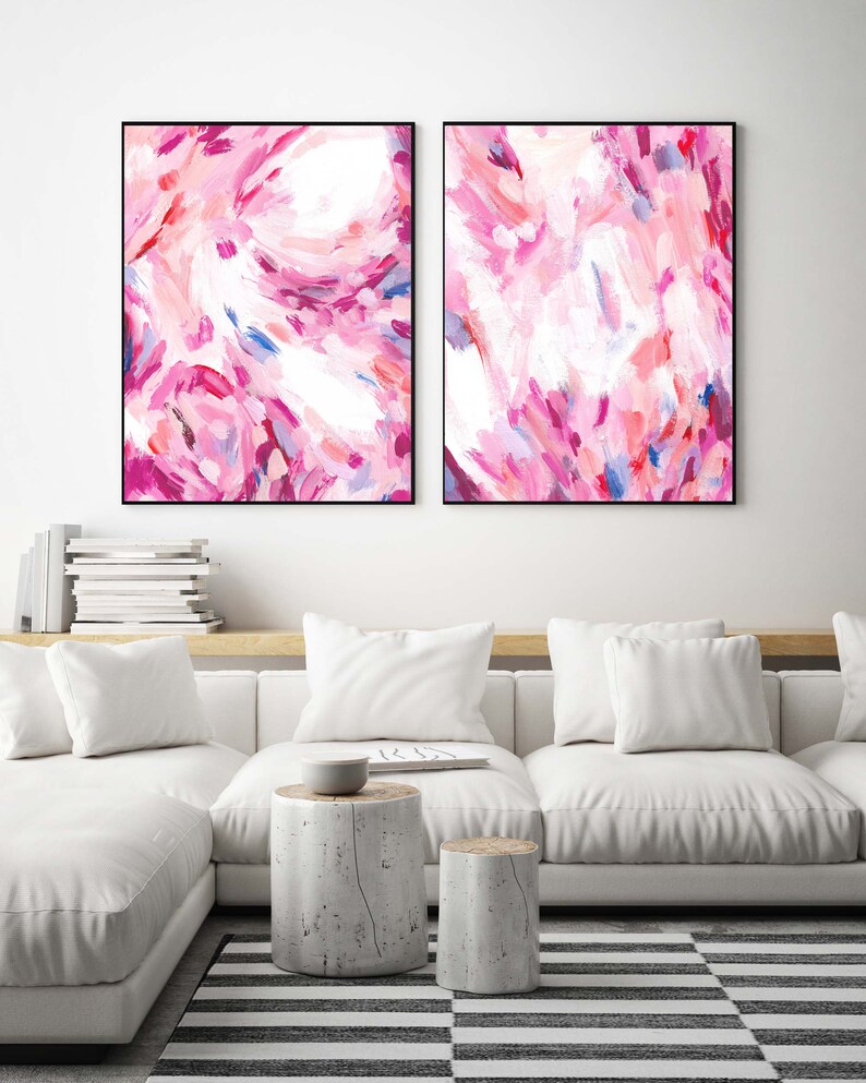 Printable Pink Abstract Wall Art Prints, Printable Abstract Pink Art ...