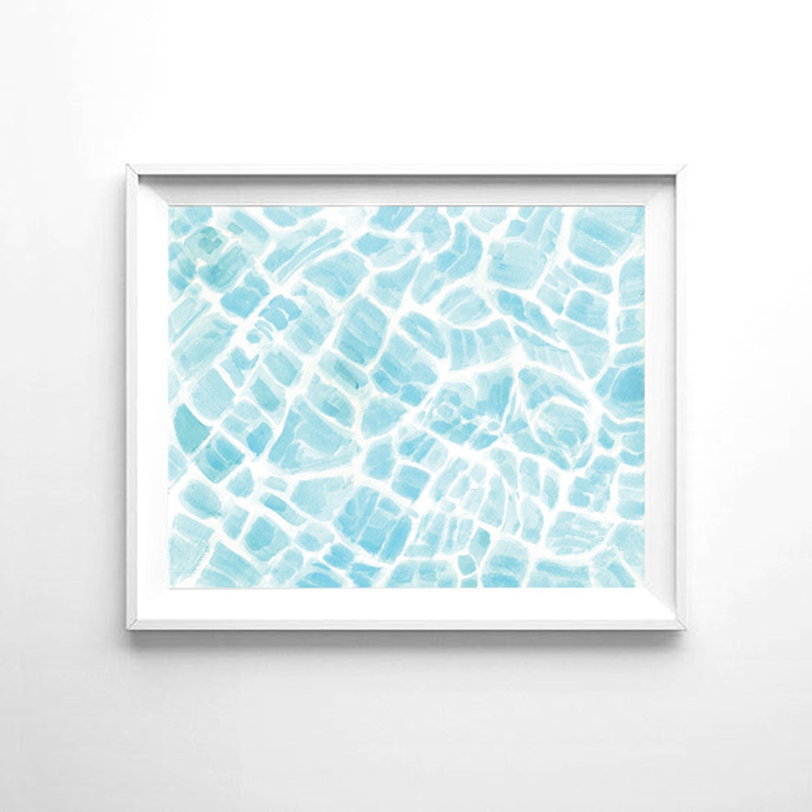 Light Blue Abstract Print, Printable Watercolor Turquoise Water Art ...