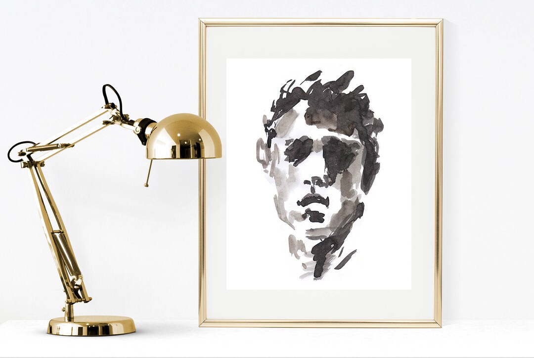 Modern Ink Drawing, Printable Men Portrait, Printable Ink Drawing, Ink ...