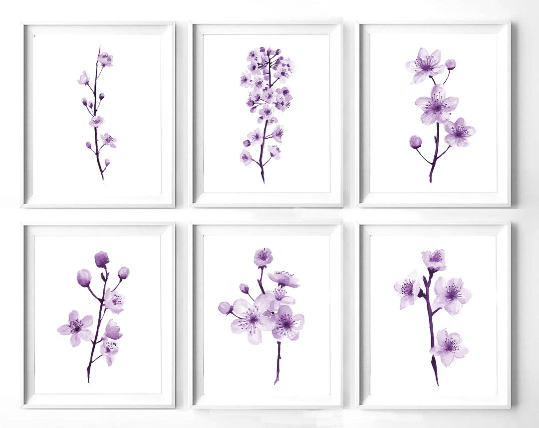 Printable Purple Watercolor Flowers Purple Flowers Wall Art - Etsy