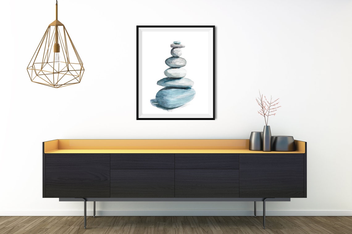 Balancing Rocks Print Printable Watercolor Balance Print | Etsy