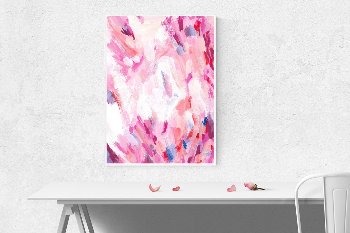 Printable Pink Abstract Wall Art Prints, Printable Abstract Pink Art ...