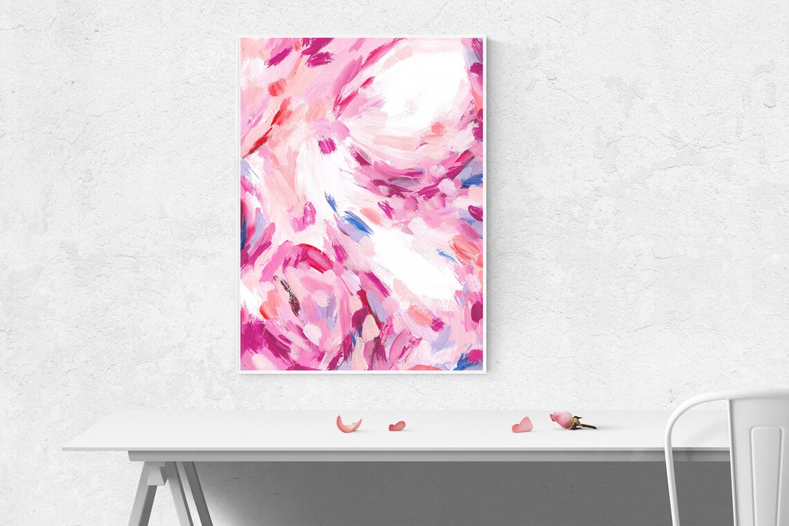 Printable Pink Abstract Wall Art Prints, Printable Abstract Pink Art ...