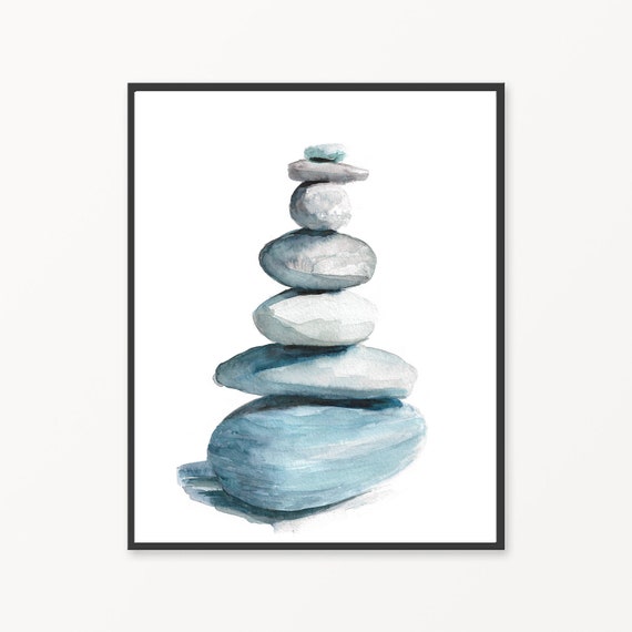 Balancing Rocks Print Printable Watercolor Balance Print | Etsy
