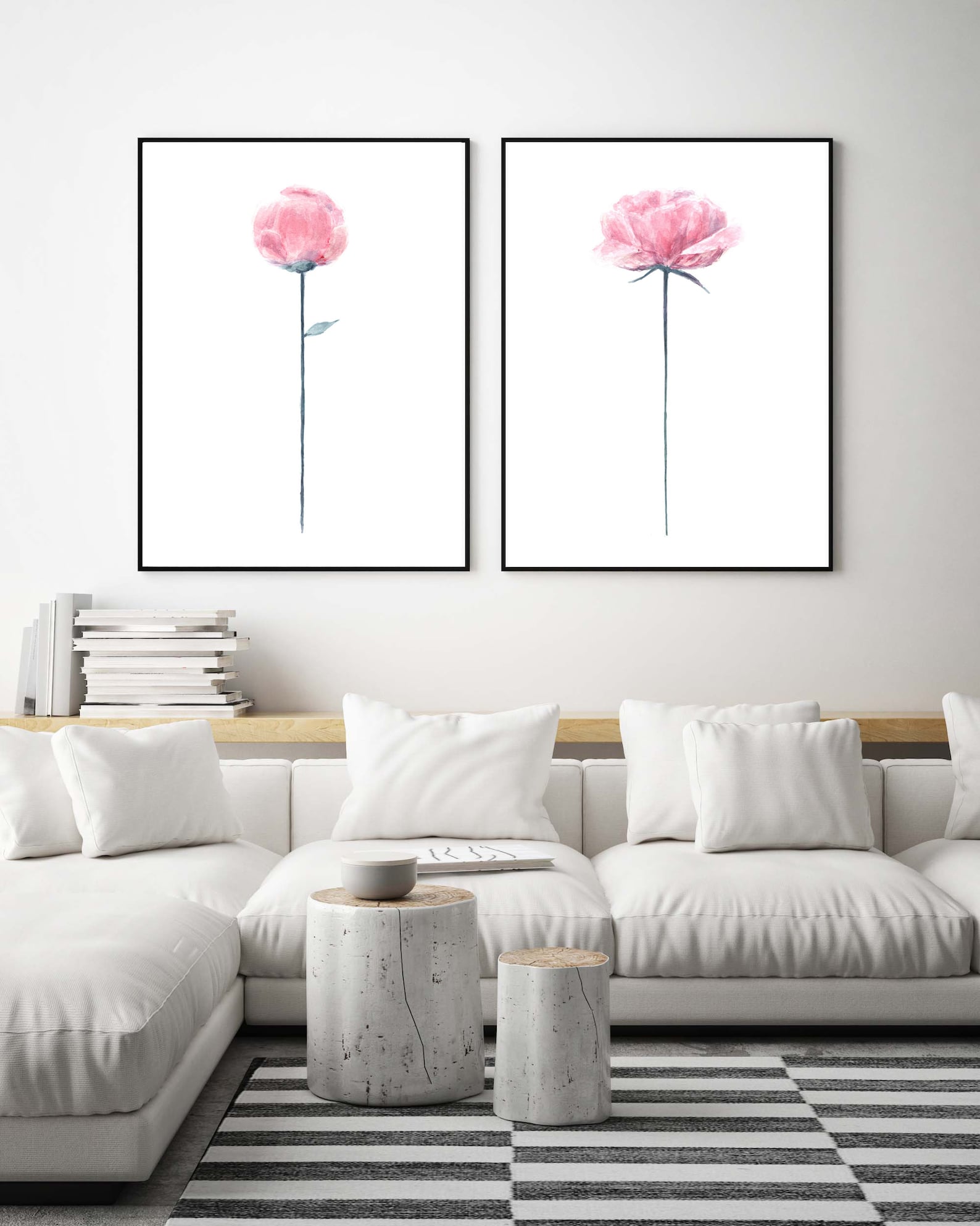 Peonies Wall Art Set Pink Peonies Wall Art Set of 2 Peony | Etsy