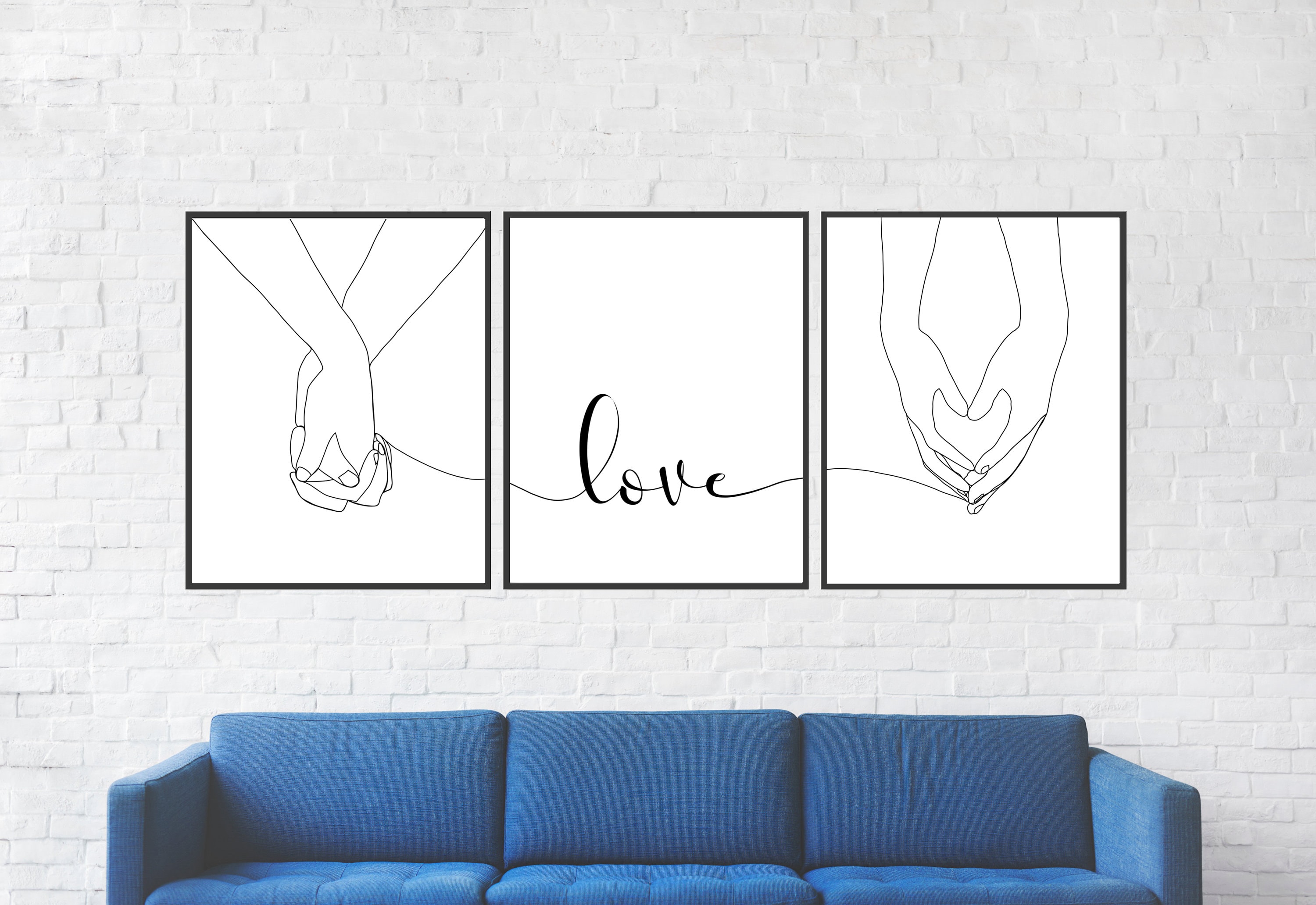 Printable Bedroom Wall Art Set of 3 Prints Holding Hands - Etsy Canada