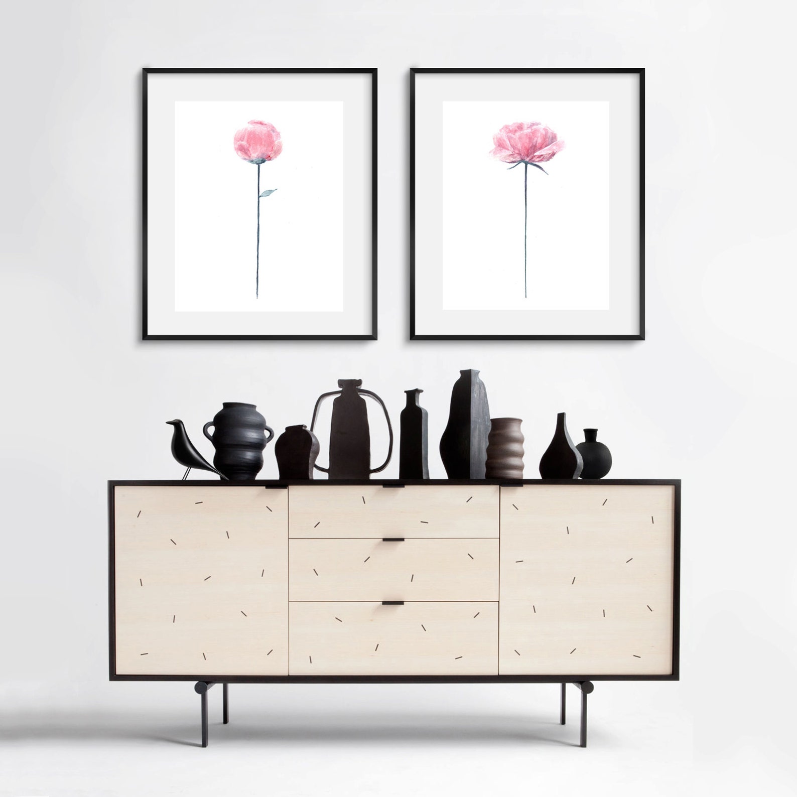 Peonies Wall Art Set Pink Peonies Wall Art Set of 2 Peony | Etsy