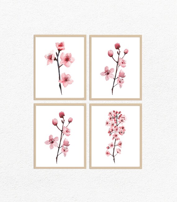 Cherry Blossom Wall Art Set Printable Cherry Blossom Prints | Etsy