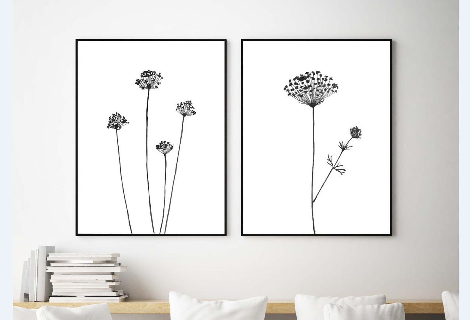 Minimalist Black and White Prints, Set of 2 Black and White Prints ...