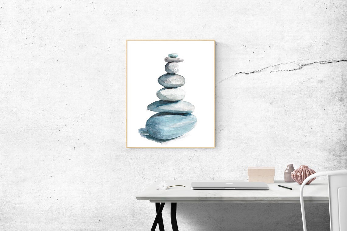 Balancing Rocks Print Printable Watercolor Balance Print | Etsy