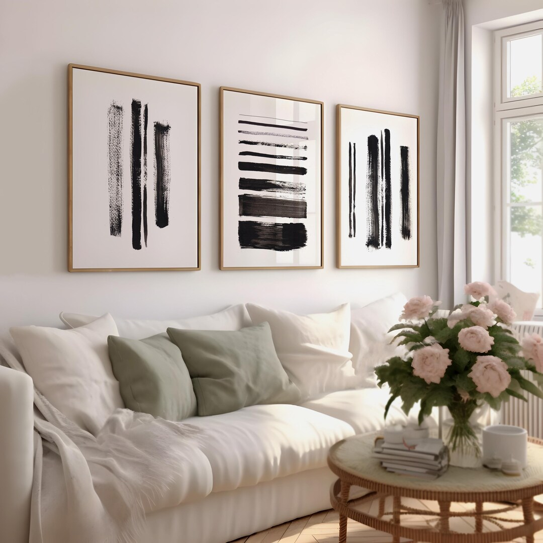 Set of 3 Minimalist Prints, Black and White Prints, Abstract Prints ...