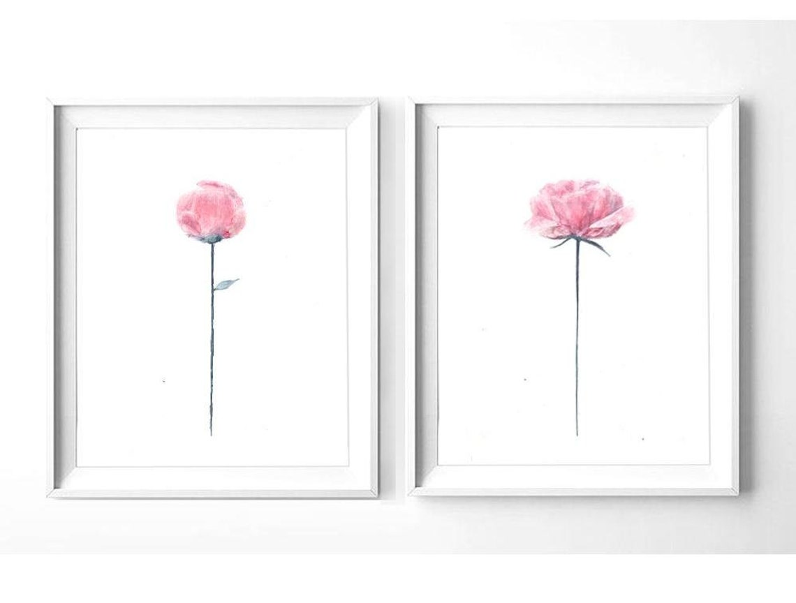 Peonies Wall Art Set Pink Peonies Wall Art Set of 2 Peony | Etsy