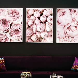 Pink Peony Wall Art Set of 3, Printable Peony Wall Art, Flowers Prints ...