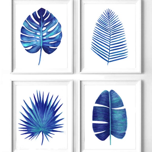 Blue Palm Print - Etsy