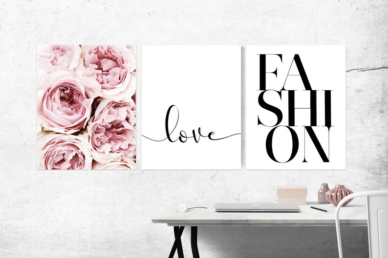 Blush Pink Fashion Wall Art Set 3 Fashion Prints Wall Art Etsy