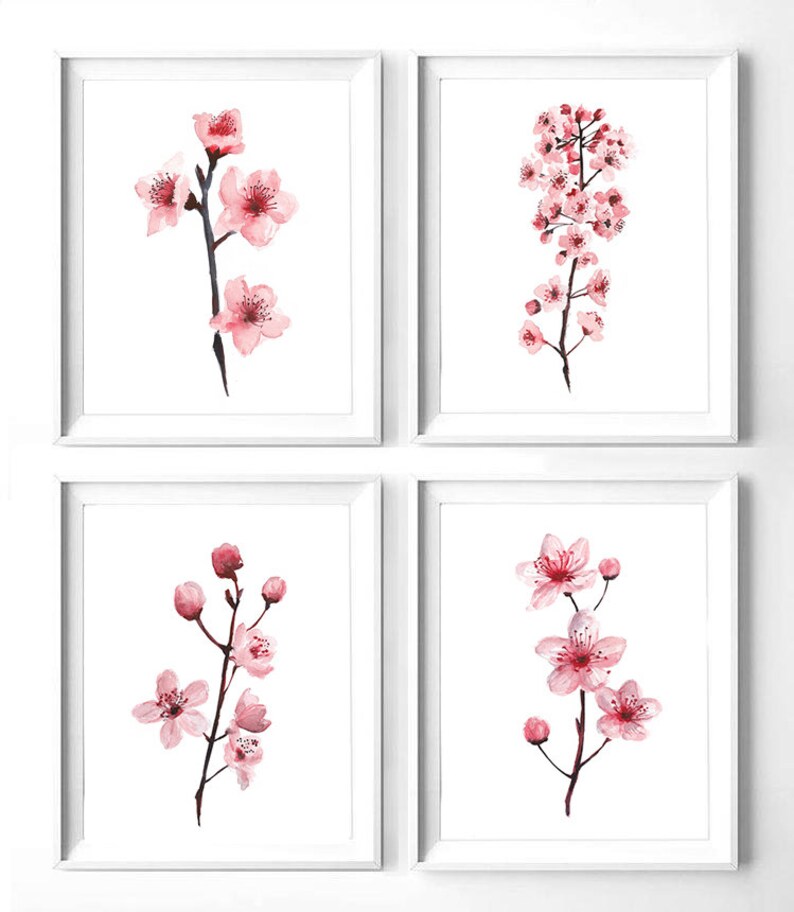 Cherry Blossom Wall Art Set Printable Cherry Blossom Prints - Etsy