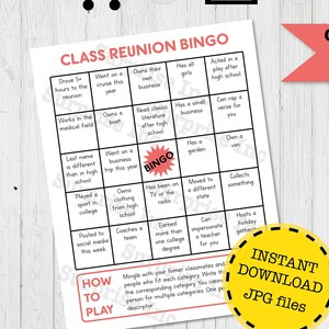 Class Reunion Bingo Game | Digital Download | "find Someone Who" Bingo ...