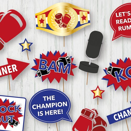 Boxing Photo Booth Party Props Boxer Gloves Ring Bell Stars - Etsy