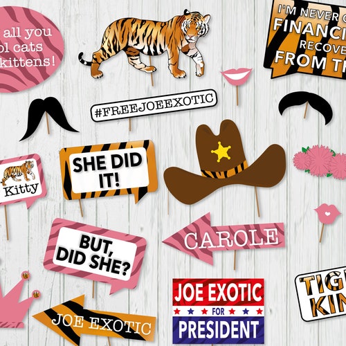 Tiger King Photo Booth Printable Props tiger King Birthday - Etsy