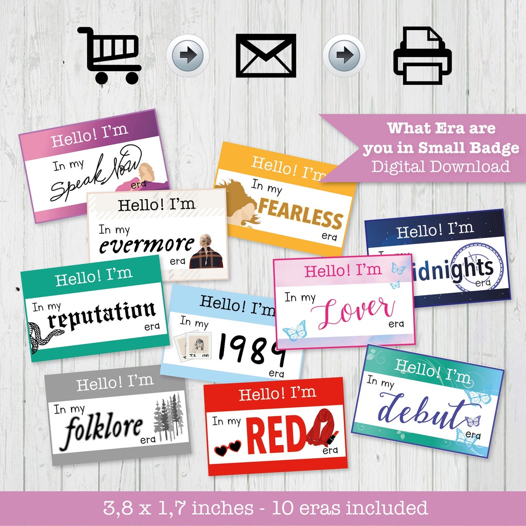 Printable Name Tags Taylor Swift Inspired Party Decor What Era Are You ...