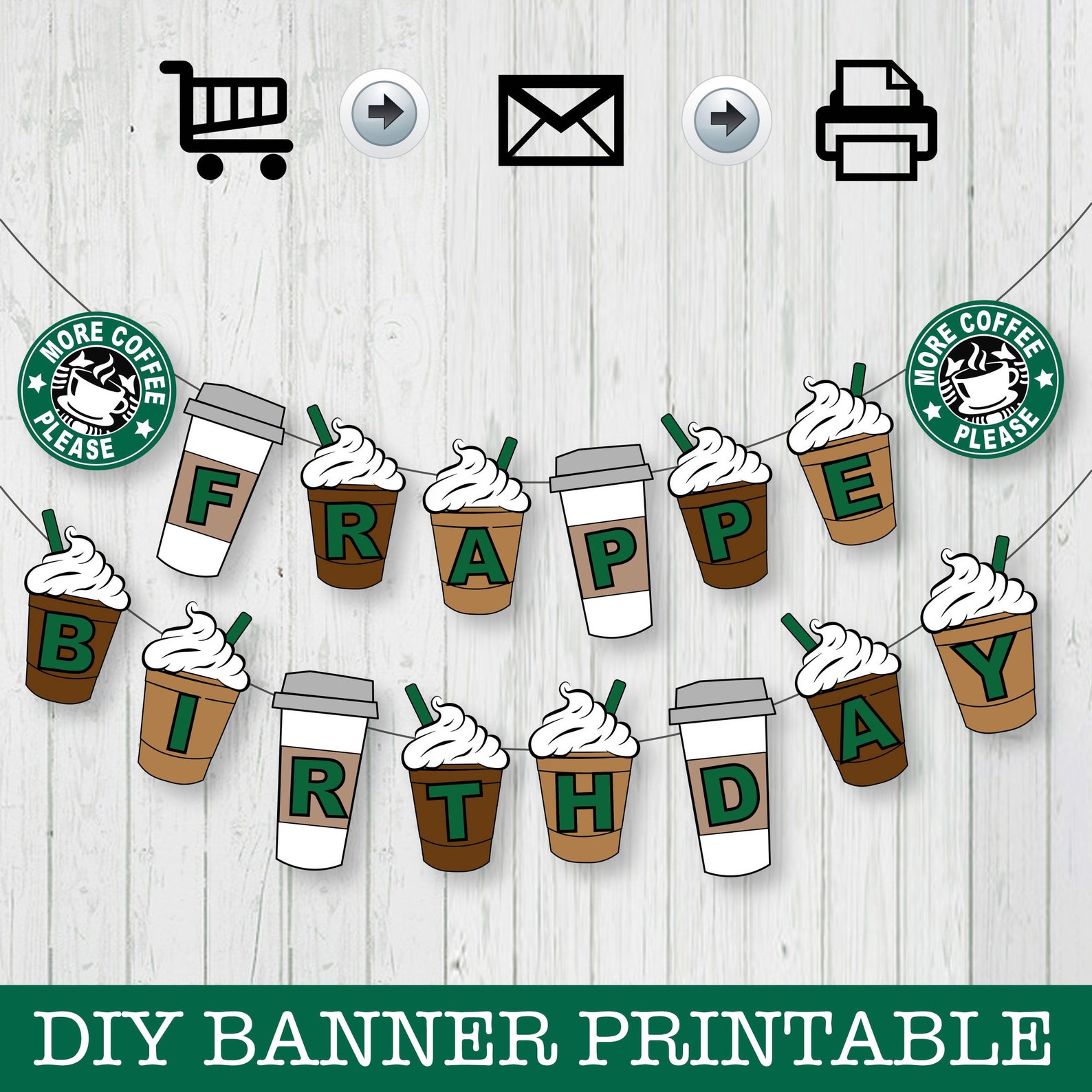 Banner imprimible DIY para fiesta de Starbucks: descarga instantánea ...
