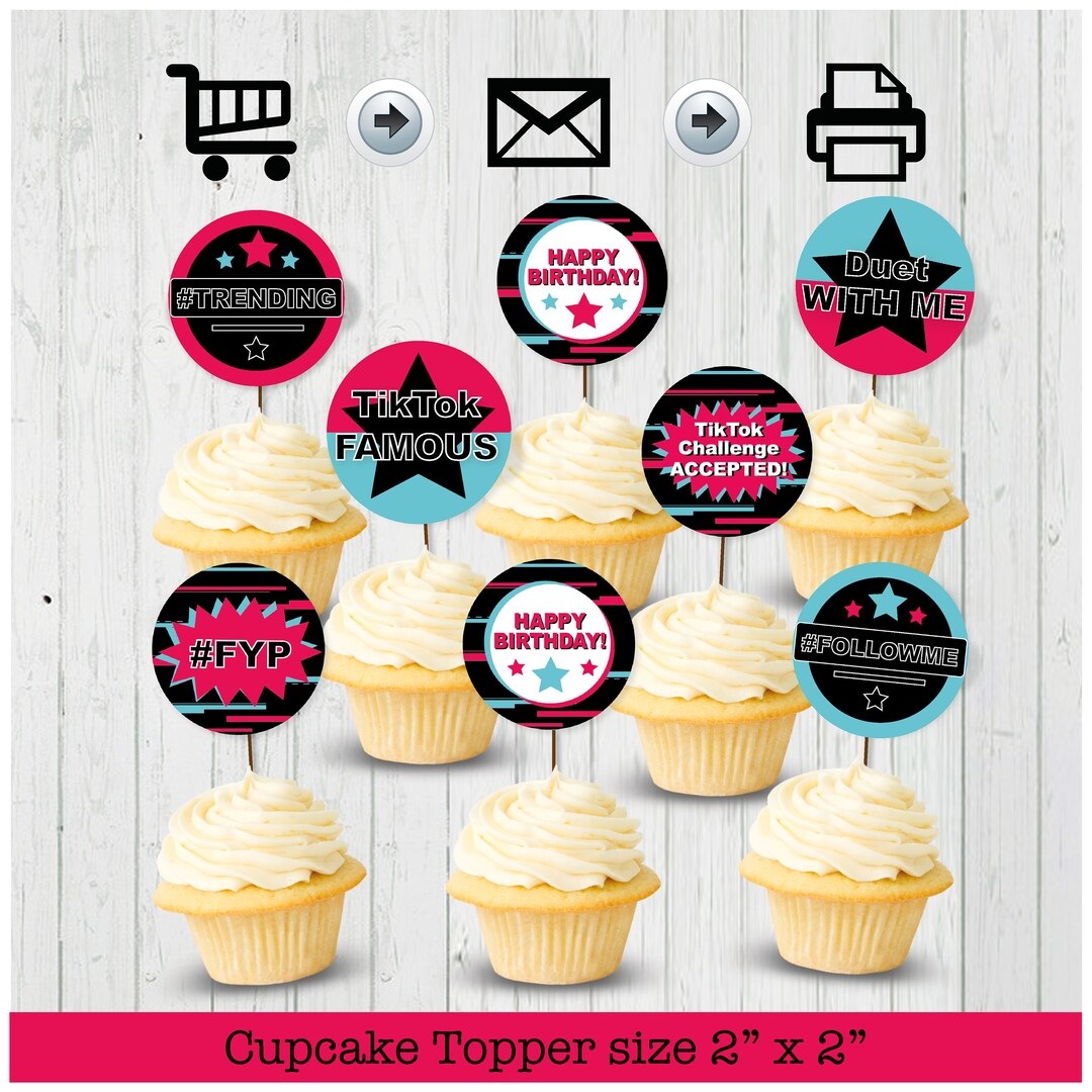 Tiktok Inspired Cupcake Toppers Party Printable - PRINTABLE Decor Tik ...