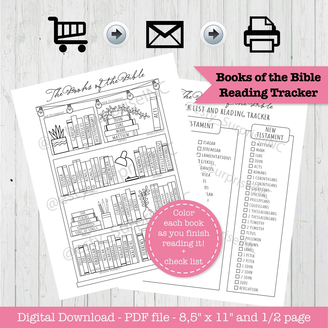 Books of the Bible Coloring Reading Checklist - Printable - Portrait ...