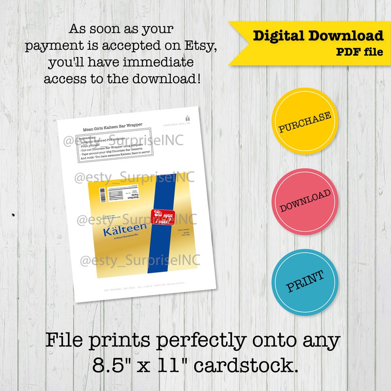 Mean Girls Kalteen Printable Bar Wrapper Chocolate Bar - Etsy Australia