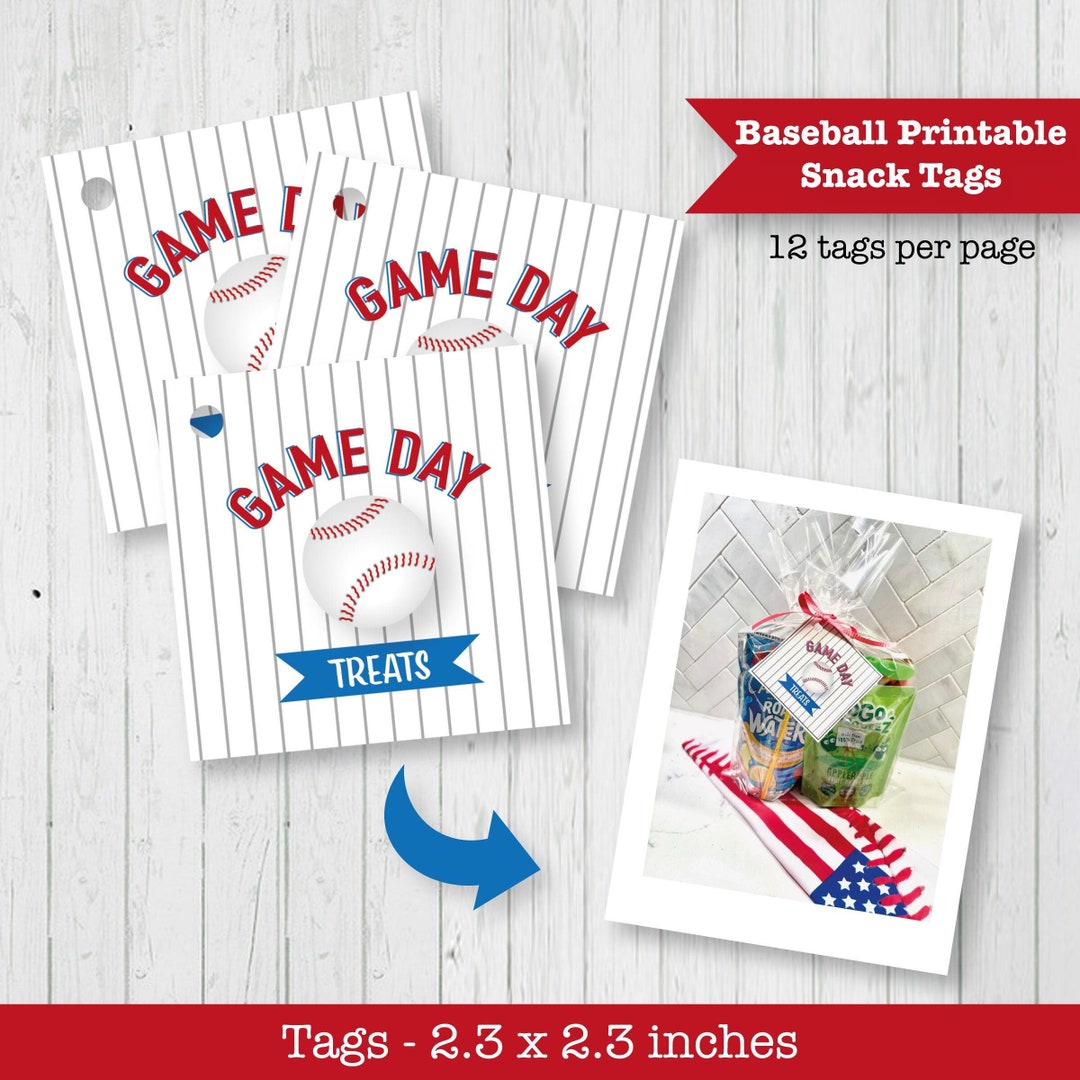 Baseball Snack Printable Tags - Game Day Snack Sports - T-ball and ...