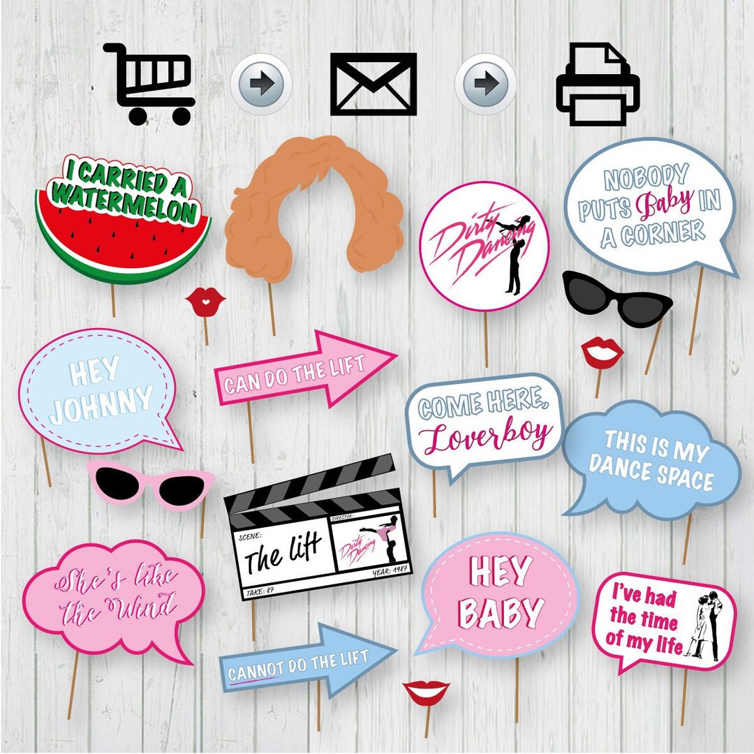 Dirty Dancing Themed Photo Booth Printable Props , Darty Dancing Party ...