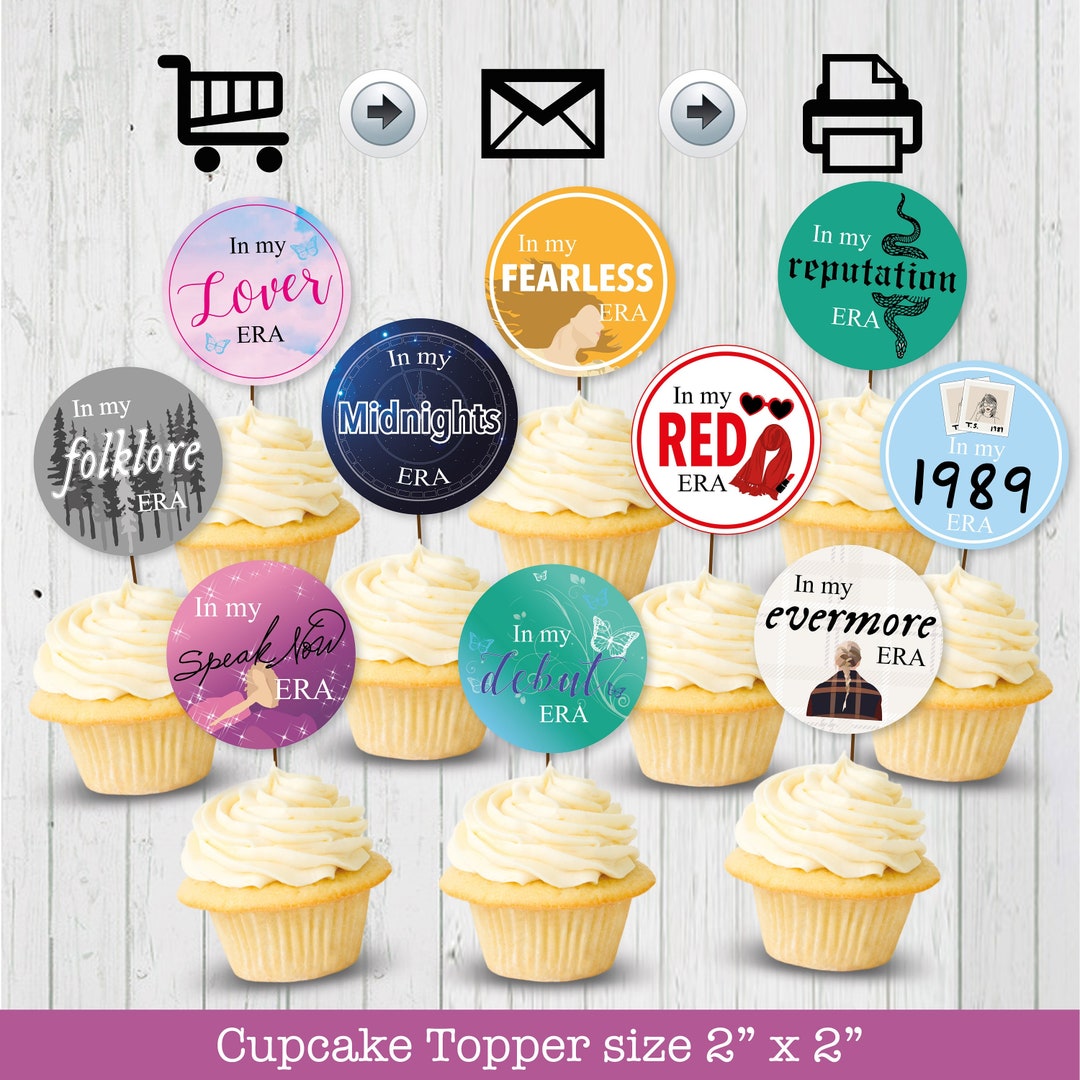 Taylor Swift in My Eras Cupcake Toppers Printable Inspired Toppers, TS ...