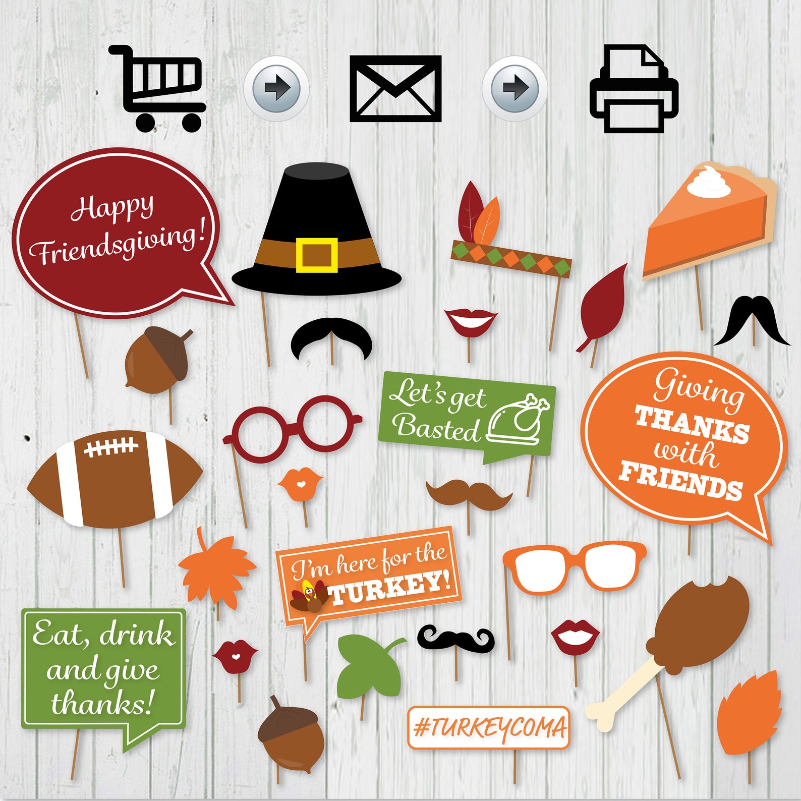 Friendsgiving Party Printable Photo Booth Props | Etsy