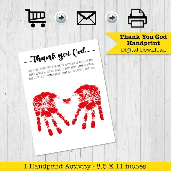 Thank You God Prayer Handprint, Sunday School Handprint, Christian ...