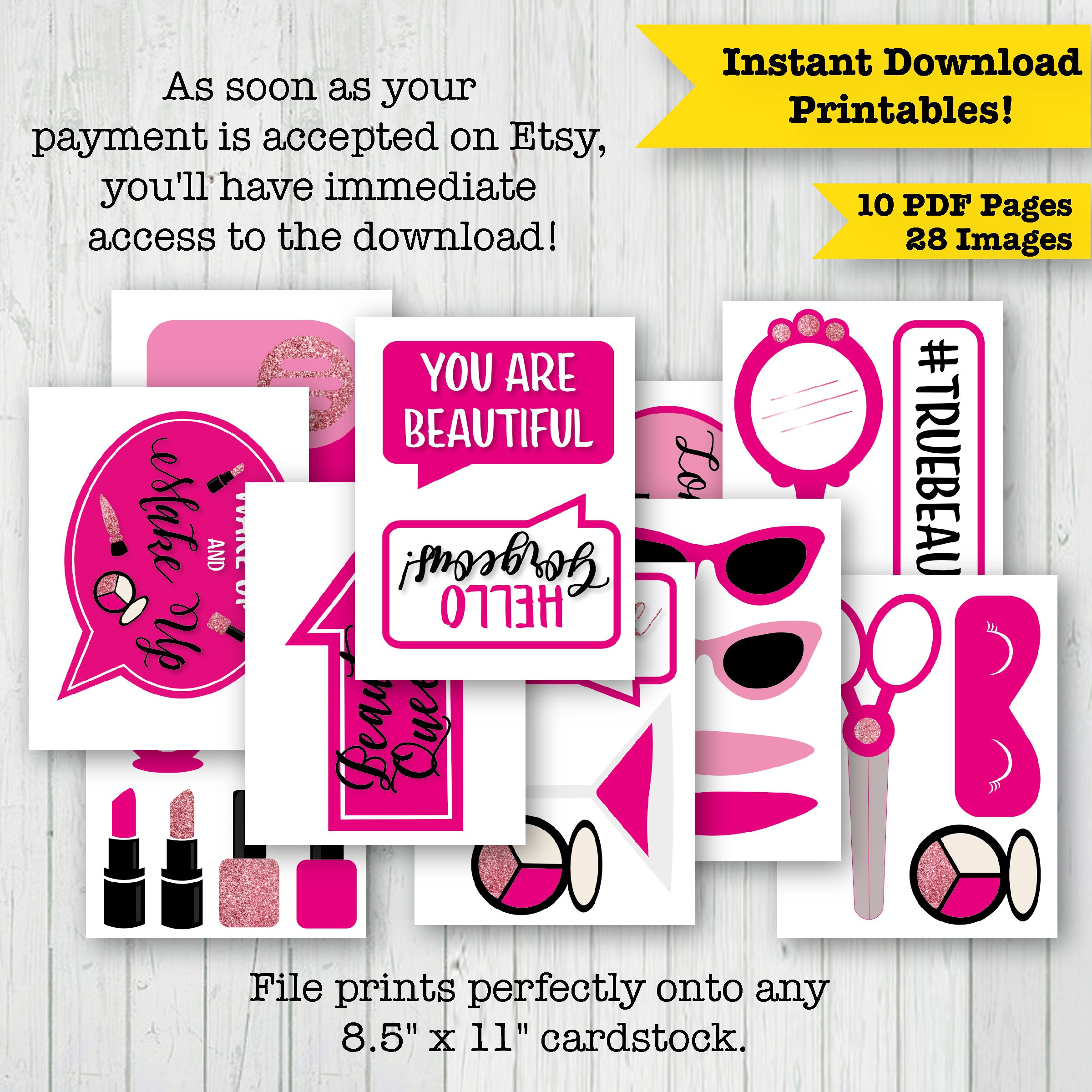 Beauty Photo Booth Printable Props Beauty Party Props Salon - Etsy Canada