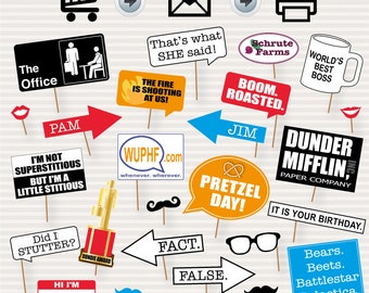 The Office Photo Booth Printable Party Props Instant Download DIY - Etsy