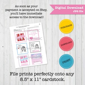 Taylor Swift Valentines Day Printable Cards Includes 6 Designs 3 X 3 ...